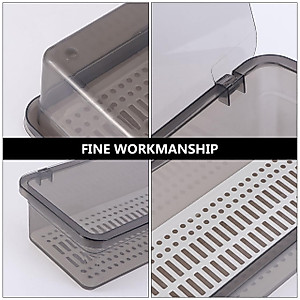 Housoutil Flatware Tray with Lid, Kitchen Drawer Organizer, Kitchen Cutlery Tray and Utensil Drawer Organizer with Cover, Countertop Silverware Storage Container (Black)