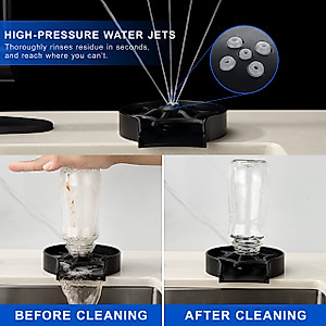 J-HVA Glass Rinser - Bottle Washer, Kitchen Sink Cup Rinser, Faucet Glass Washer Cleaner Attachment Accessory for Bar Sink, Matte Black