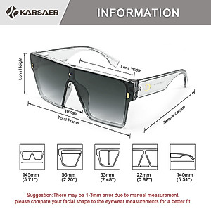 Karsaer Chic Oversized Square Women Men One Piece Sunglasses Fashion Flat Top Large Unisex Sunglasses Women Men K7110