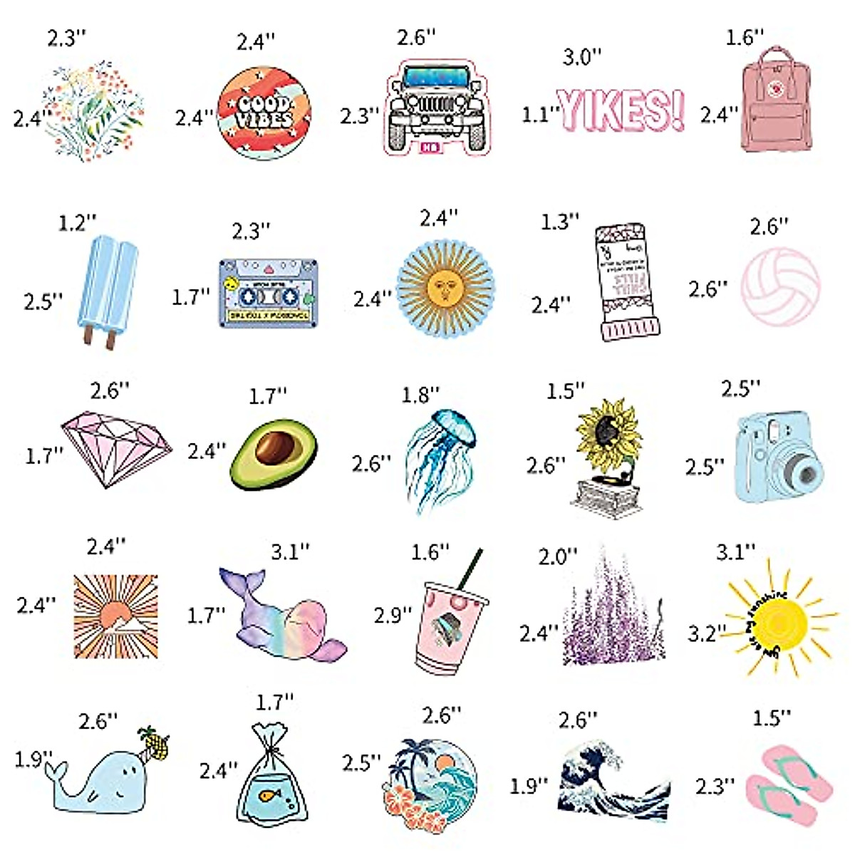 200PCS Water Bottle Stickers Waterproof– Vinyl Stickers for Teens – Premium Sticker Packs for Computer, Laptop, Skateboard, Fridge – Unique Adorable Designs for Boys and Girls