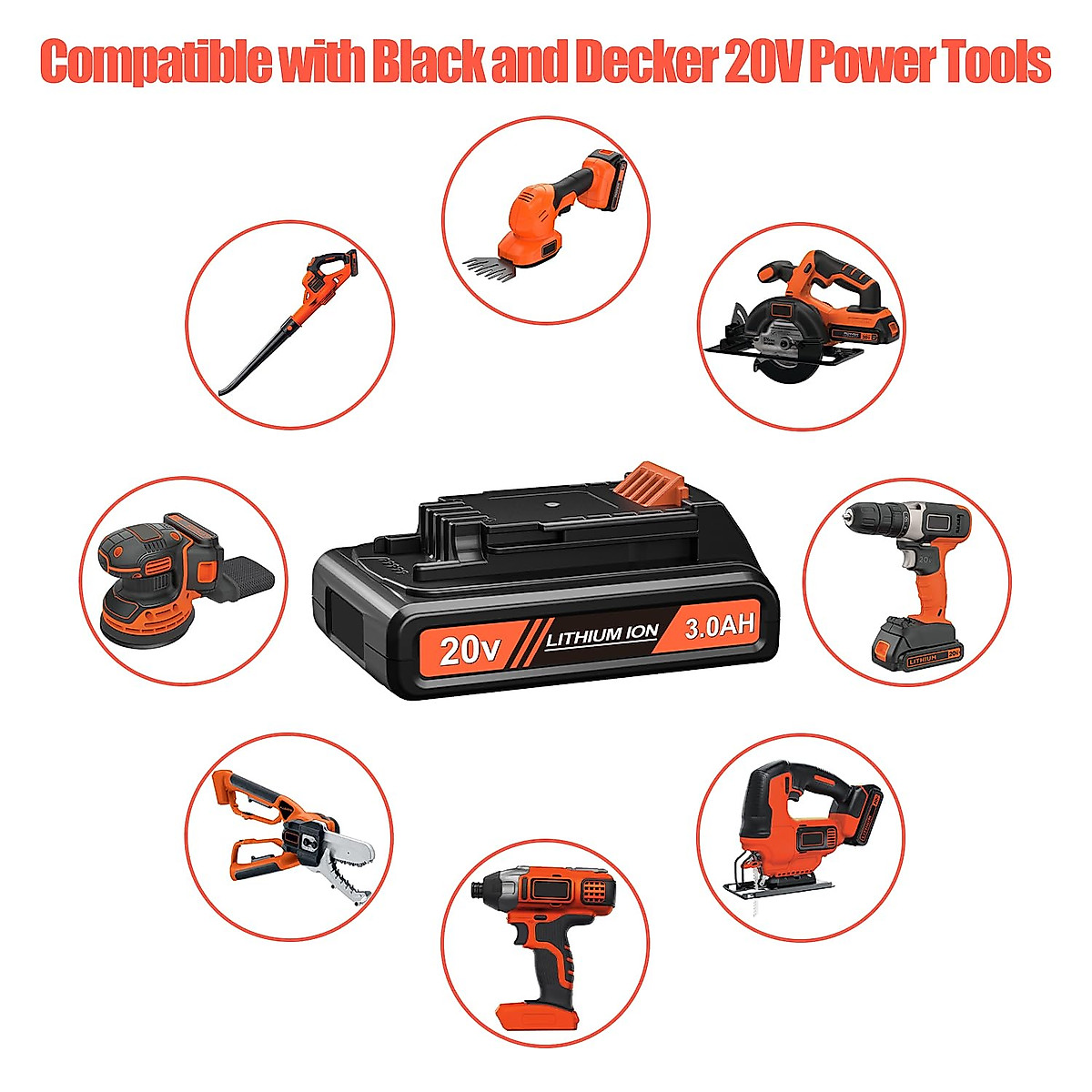 PEYESTEN 2 Pack 3000mAh 20v MAX Battery and Charger, Replacement for Black and Decker 20v Lithium Battery, Compatible with All Original Cordless Power Tools and Charger.