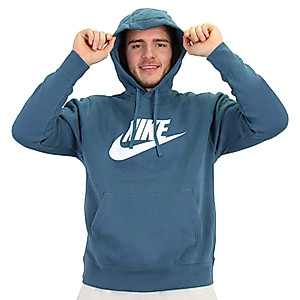Nike Sportswear Club Fleece, Men's Graphic Pullover Hoodie (Ash Green/White, X-Large)