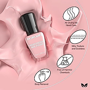 Morovan 15-Color Pink Air Dry Nude Nail Set - 0.25oz Non Gel Fingernail Polish Kit Gift Set for Women