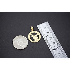 CaliRoseJewelry 14k Saint Michael Pray for Us Round Charm Pendant Necklace in Yellow Gold, 20"