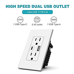 USB C Outlet PD, Power Delivery 24W Fast Charging Capability, Child Proof Safety Receptacles 15 Amp, Tamper Resistant Wall Charger for iPhone 14 Pro Max UL Listed Micmi (USB c PD 2pack)