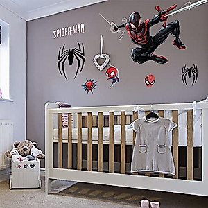 Spiderman Wall Decals Children's Wall Stickers for Kids Bedroom Living Room Playroom Nursery Wall Decoration DIY Assemble Self-Adhesive PVC (15.7 X 23.6 in）