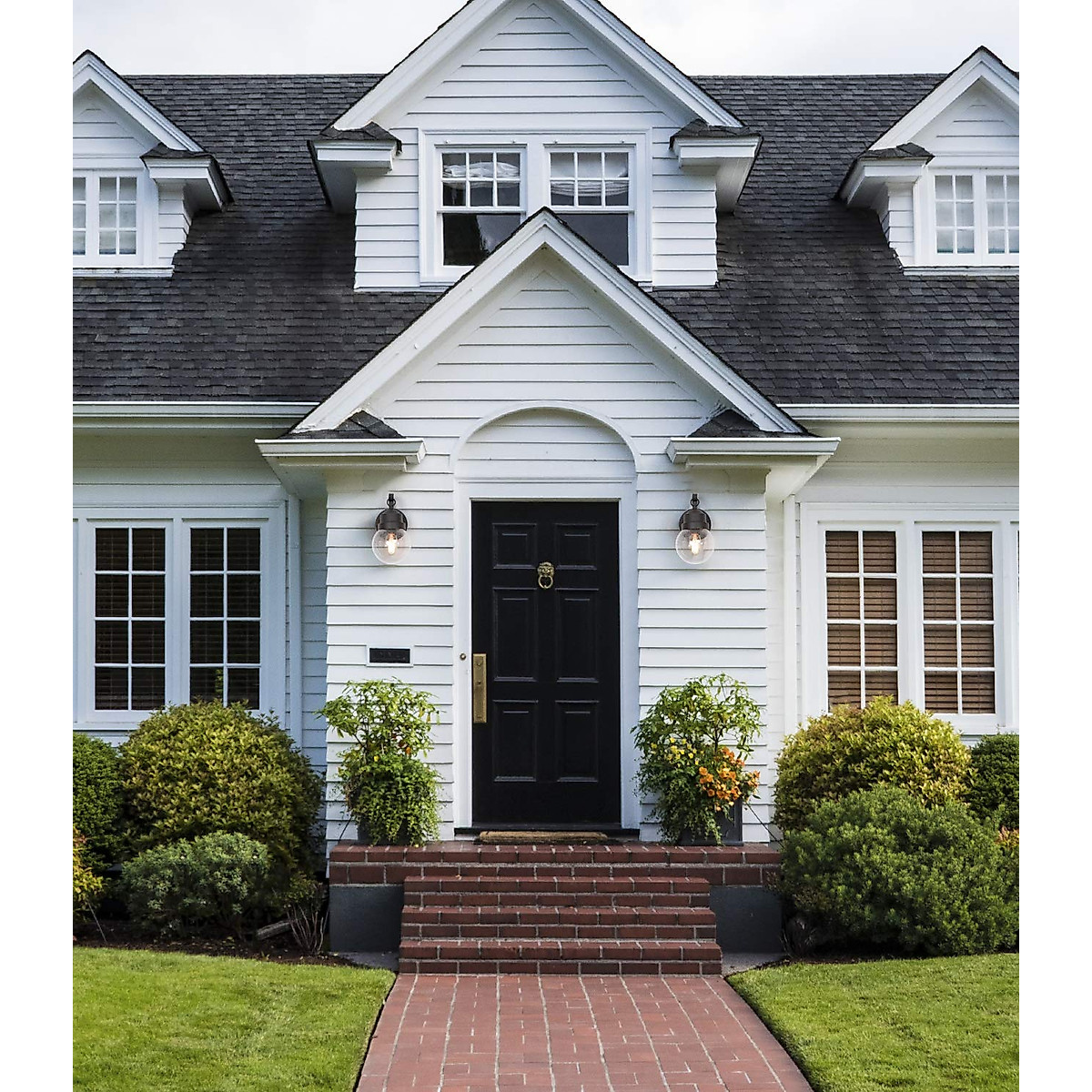 KSANA Outdoor Sconces Wall Lighting, Rust-Proof Exterior Light Fixtures Wall Mount with Bubble Glass, Globular Outdoor Light Fixtures for Porch, Yards, Patio, Garden, Balcony, Hallway, Black Finish