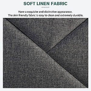 Queen Size Upholstered Platform Bed Frame with Linen Soft Headboard and Wooden Slats Support, No Box Spring Needed for Boys Girls Teens Adults, Non-Slip and Noise-Free, Under Bed Storage (Queen)