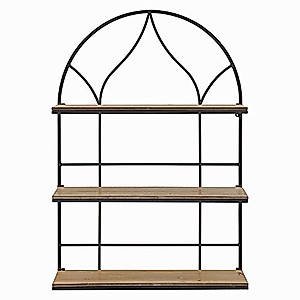 FirsTime & Co. Natural Edgewood Arch Wall Shelf, Wall Mounted Floating Shelf for Bedroom, Kitchen, Living Room, Bathroom, Home Office, Wood, 23.5 x 6.25 x 34 inches