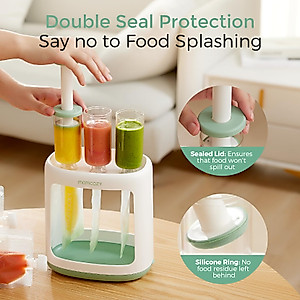 Momcozy Baby Food Maker for Puree Food Storage, Precise Capacity Squeeze Station, Save Time & Efficient, No Food Splashing, Baby Essentials, with 5pcs Reusable Portable Food Storage Bags for Outdoor