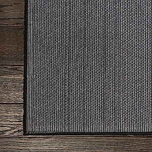 Unique Loom Solo Collection Area Rug - Calabasas (7' 10" x 10' Rectangle, Charcoal/ Black)