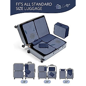 DIMJ Packing Cubes for Travel, 8 Set Luggage Packing Organizers Lightweight Suitcase Storage Bag with Multiple Sizes Travel Bag for Clothes Shoes Cosmetics Toiletries (Navy blue)