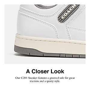 Coach Women's C201 Sneaker, Heather Grey/Optic White, 6.5