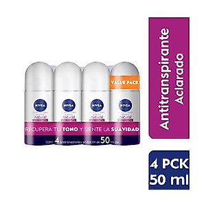 Nivea Deodorant Whitening Pack of 4 Aclarado Natural 50 milliliters 1.7 Fl Oz, 50.0 milliliters