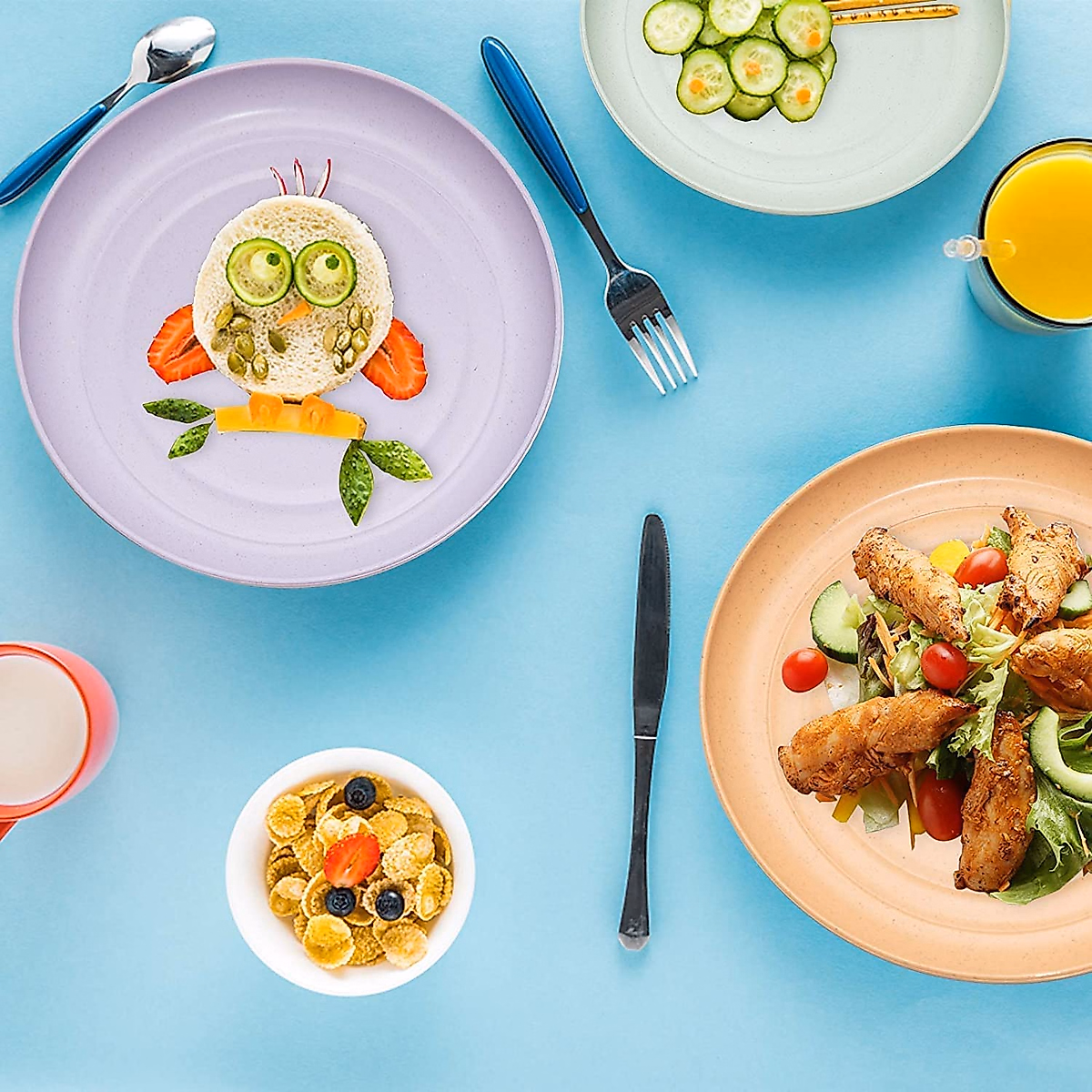 6 PACK 6 Inches Lightweight Mini Wheat Straw Plates Reusable Plate Set Dishwasher & Microwave Safe ,Unbreakable Deep Dinner Plates, Plastic Plates Reusable,They are easy to clean BPA free