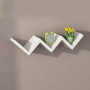 PIBM Stylish Simplicity Shelf Wall Mounted Floating Rack Wooden Solid Wood Shelves Living Room Background Wall Storage Creative,40Cm / 60Cm,4 Colors Avaliable, White , 40X12X15cm