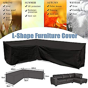 LKXHarleya L-Shaped Sectional Sofa Cover, Waterproof Patio L Shape Sofa Covers for Outdoor Patio Garden Sectional Furniture Set, Dustproof UV Protection, 118" x 118"