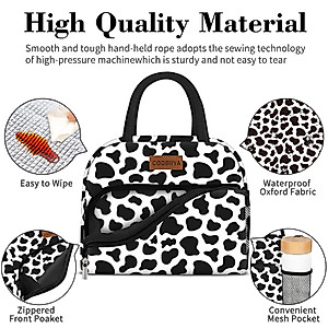 Coobiiya Lunch Bag Women, Lunch Box Lunch Bag for Women Adult Men, Small Leakproof Cute Lunch Tote Large Capacity Reusable Insulated Cooler Lunch Container for Work/Office/Picnic/Travel-Cow