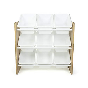 Humble Crew 9-Bin Toy Organizer, Natural Wood/White