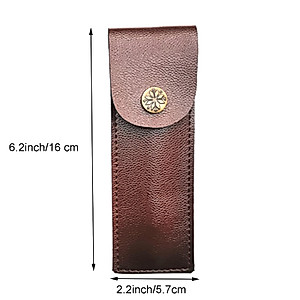 MUZZIOU Ultrathin Leather Knife Tool Sheath Case, 2 Pcs Portable Folding Knife Sheath Pocket Knife Sheath Within 6.2Inch In Length for Hand Guard Gift Small Tool Pen (Brown)