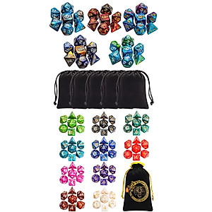 CiaraQ Polyhedral Dice Set with Black Pouches, Compatible with Dungeons and Dragons DND RPG MTG Table Games（105pcs）
