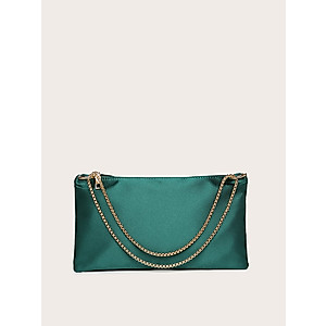 Verdusa Women's Satin Evening Handbag Shoulder Bag Purse Green one-size