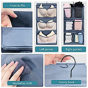 PENGFULL 3 Shelf Hanging Closet Organizer，Closet Hanging Organizer Foldable with 9 Side Pockets for Storage，Hanging Organizer for Closet & RV& Camper (Stationary Board)