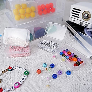 SKYVAN 14pcs Mini Clear Plastic Beads Storage Box Small Empty Organizer Box with Hinged Lid for Storage of Small Items, Jewelry,Hardware,DIY Art Craft Accessory（2.56 x 1.77 x 0.79 in