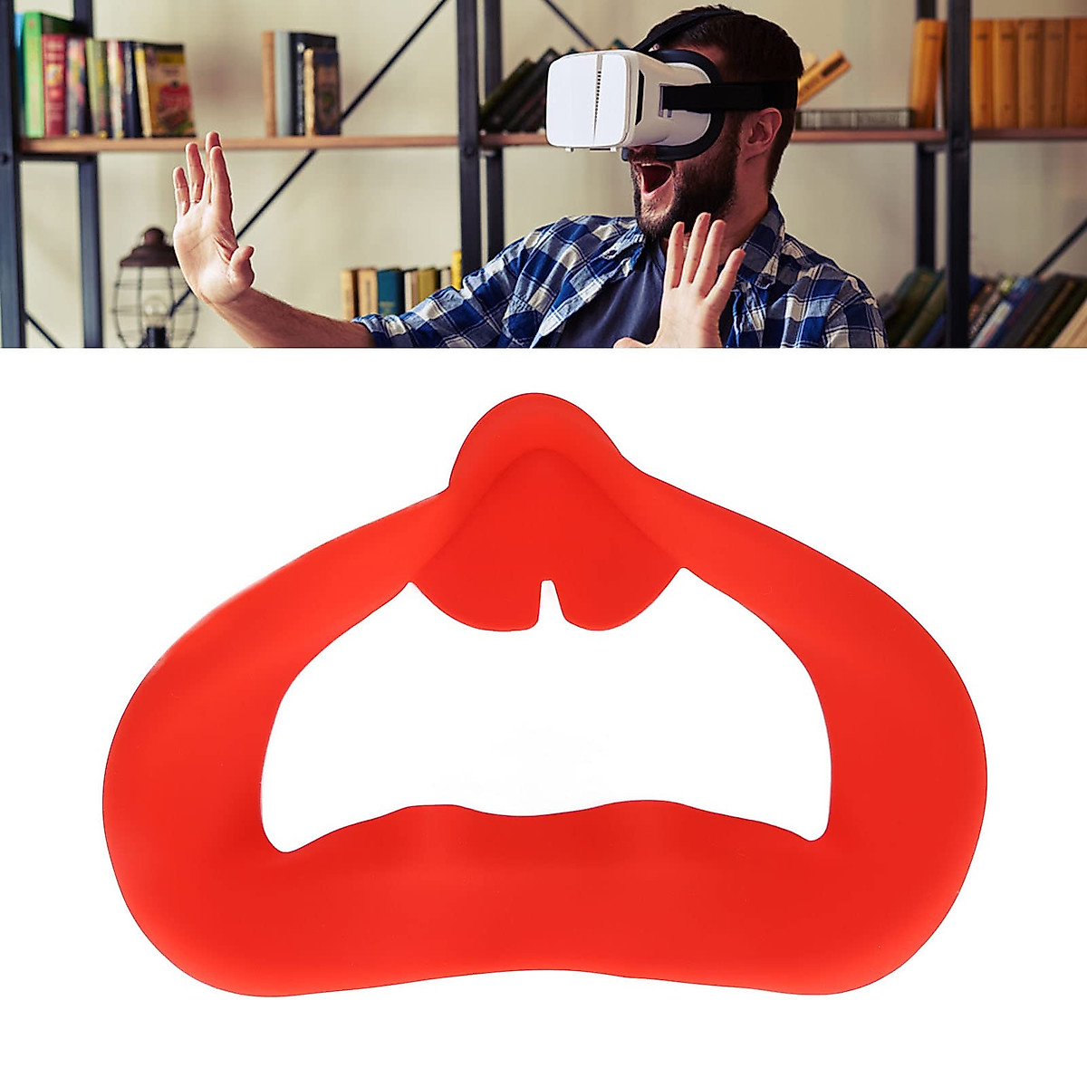 Yoidesu Silicone VR Face Cover Pad, VR Glasses Silicone Eye Mask Breathable Anti Sweat VR Protective Cover for Oculus Quest 2 Gaming Headset(red)