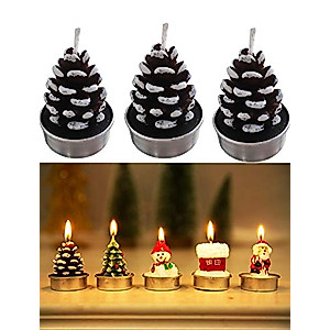 T-shin Christmas Candles Set,Colorful Santa Claus Snowman Tree Decorative Candle,Christmas Eve Party Decoration Paraffin Candles for Kids (Brown)