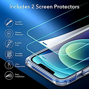 ESR Military-Grade 360° Hybrid Protection Compatible with iPhone 12 Case/iPhone 12 Pro Case [10FT Drop Tested] [Heavy Duty Shockproof ] with [2 Tempered Glass Screen Protectors], 6.1" - Clear