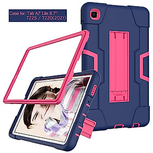 Meifei Case for Samsung Galaxy Tab A7 Lite 8.7" 2021, Heavy Duty Hard PC Soft Silicone Shockproof Rugged High Impact Protective Kickstand Case for Galaxy Tab A7 Lite 8.7 inch (SM-T220 SM-T225)