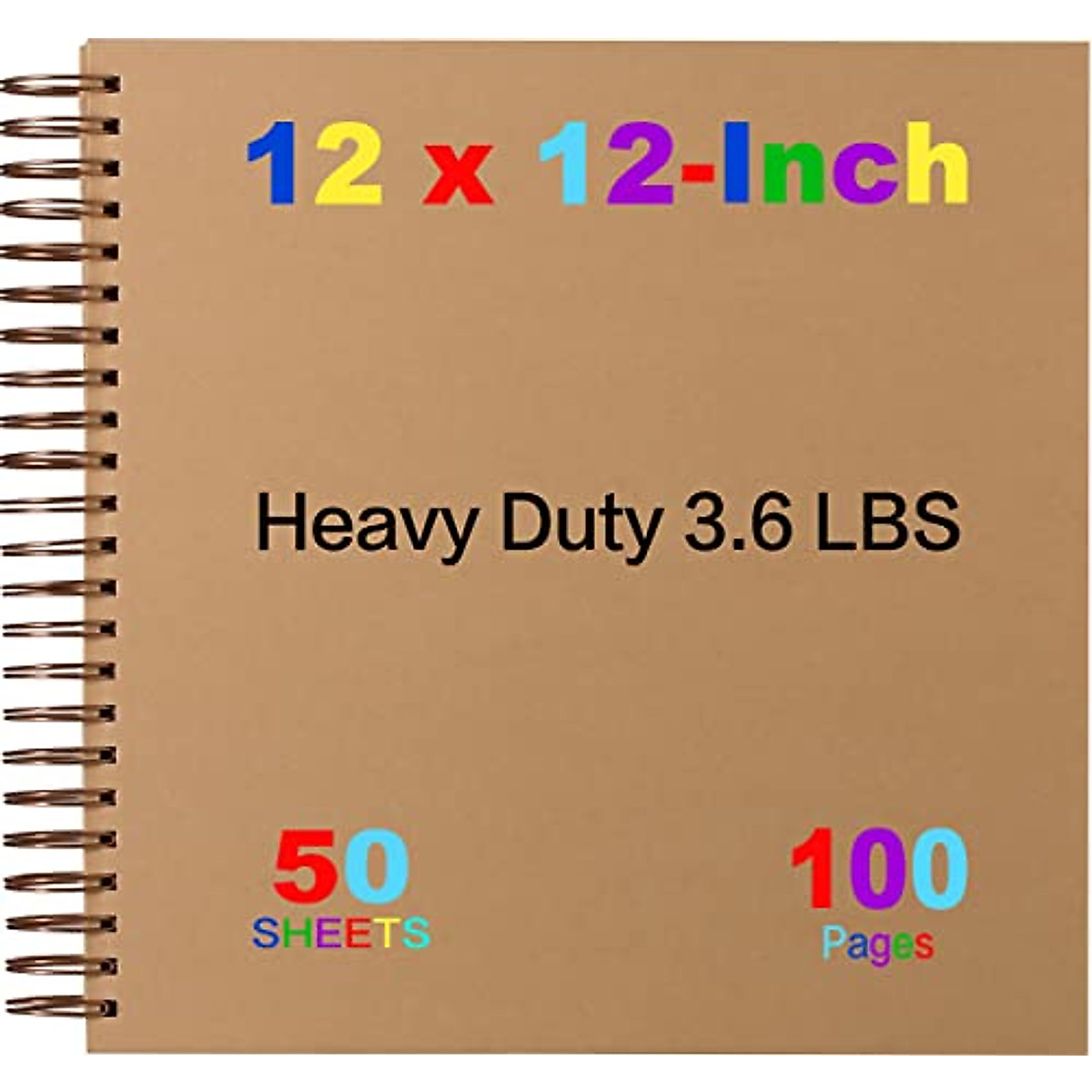 12x12 Large Scrapbook 3.6 LBS Heavy Duty Scrapbook Album | Scrapbook Photo Album | Kraft Hardcover Notebook with 50 Sheet | Use as Photo Album, Baby Book, SketchBook|12x12 Inch 100 Page