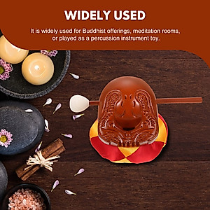 ERINGOGO Mokugyo with Mallet and Mat, Wooden Fish Camphorwood Temple Block, Zen Drum Meditation Percussion Instrument