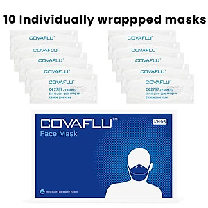 Covaflu KN95 Face Mask, Pack of 10 Masks, Cup Shaped KN95, 5 Layers Protection, Comfortable Fit, for Men and Women (White)