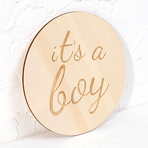 It'S A Boy/Girl Sign,Gender Reveal,Welcome Home Baby Shower Yard Sign (It'S A Girl (Single)),Newborn Photo Prop,The Perfect Round Wooden Welcome Baby Sign (it' a boy)