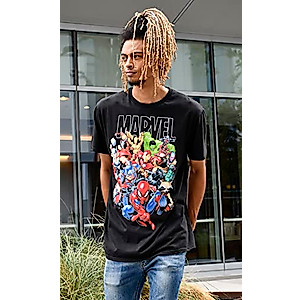 Marvel Avengers Guardians of The Galaxy Team Up All Time Men's Adult Graphic Tee T-Shirt (Black,Large)