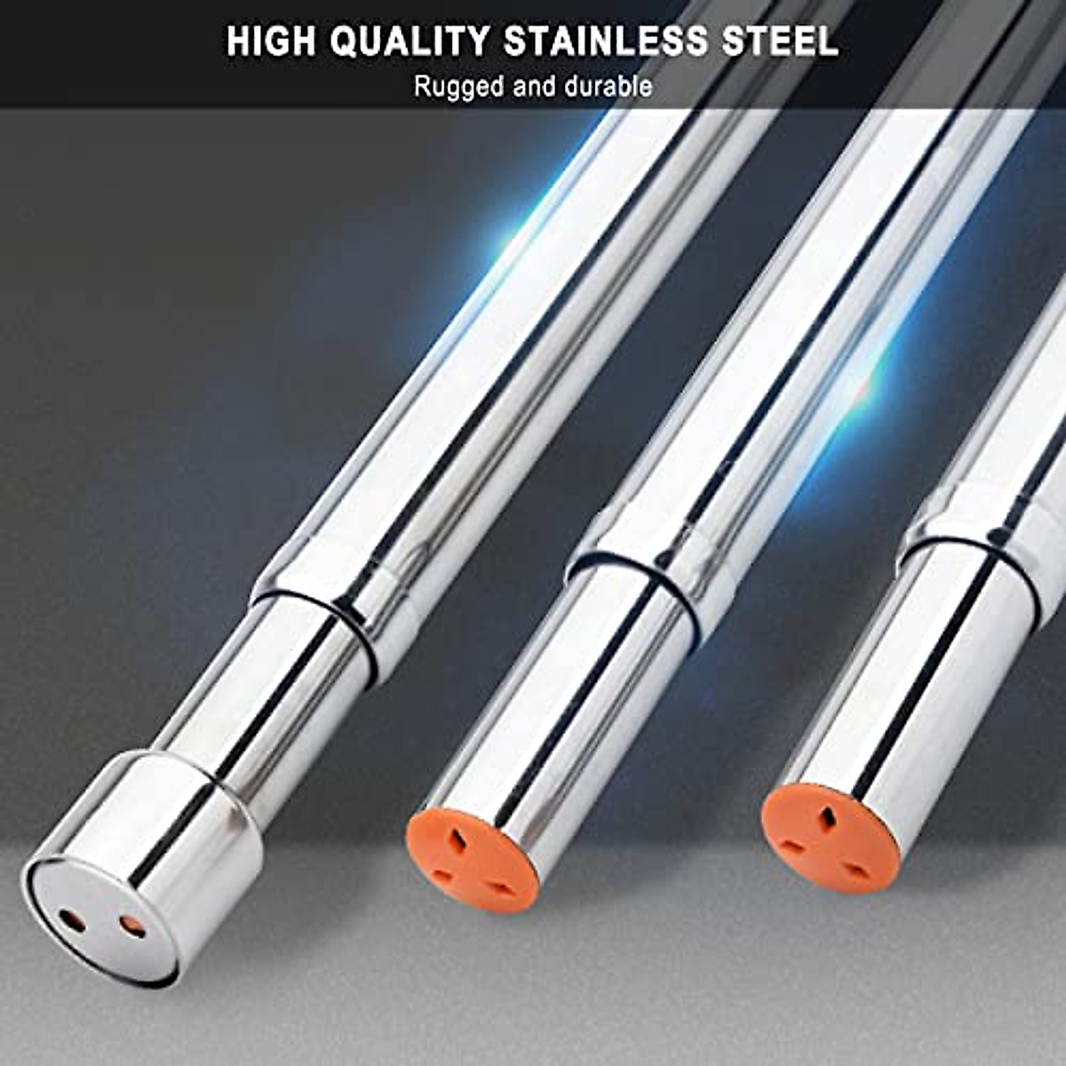 Closet Pole, Closet Rod with Telescopic Adjustment, with Wardrobe Rail Rod Pole Socket and Screws, Clothes Rod for Closet, Suitable for Wardrobes, Cabinets, Bathrooms, Balconies (12.2‘’-20.5‘’)