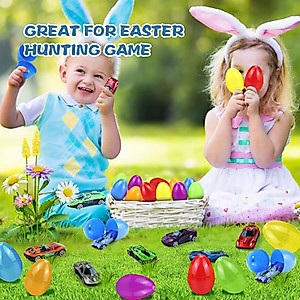 OCHIDO 12 Pack Easter Eggs Toys with Die-Cast Cars,Boy Easter Basket Stuffers for Kids,Easter Eggs Hunt,Prefilled Easter Eggs with Toys,Easter Party Supplies Bulk