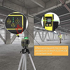 Firecore FD20 Laser Detector for Laser Level, Digital Laser Receiver Used with Pulsing Line Lasers Up to 165ft, Three-Sided LED Displays to Detect Green Laser Beams, Rod Clamp Included