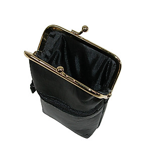 Buxton Women's Leather Framed Cigarette Case Wallet with Floral Emboss, Black