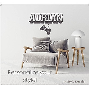 In-Style Decals Wall Vinyl Decal Home Decor Art Sticker 3D Personalized Name Boy Girl Gamer Controller Video Game Studio Teen Nursery Play Room Removable Stylish Mural Unique Design 2443