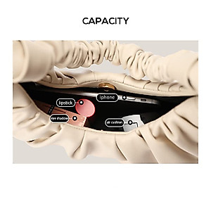 Women'S Ruched Hobo Handbag, Trendy Sofii Shoulder Bag, Small White Purse