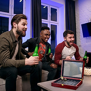 Championship Ring Display Case Wooden Baseball Ring Display Case Box Sports Baseball Ring Holder Championship Ring Box with PU Leather Lining for Multiple Rings, 30 Holes