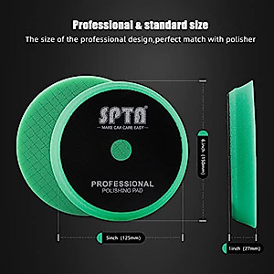 Polishing Pads, 5Pc 5 Inch 125mm Orbital Buffer Polisher Pads and 1Pc Microfiber Buffing Pads, Foam Polish Pad for Compounding, Polishing and Waxing, for 5''/125mm Backing Plate Car Polisher -GPP5MIX