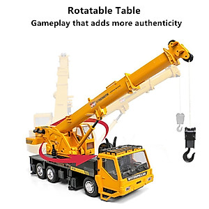QAQQVQ RC Crane Truck Toy, 2.4G Remote Control Car Toy RC Construction Vehicles with Lights and Sound, Gifts for Kids 8 Years Old and Up