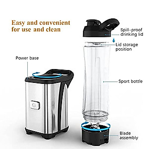 Portable Blender, Personal Size Blender for Shakes and Smoothies with 2 Tritan BPA-Free 20Oz Blender Cups, Mini Smoothie Blender with 4 Sharp Stainless Steel Blades, Mini Blender for Fruits, 25000RPM