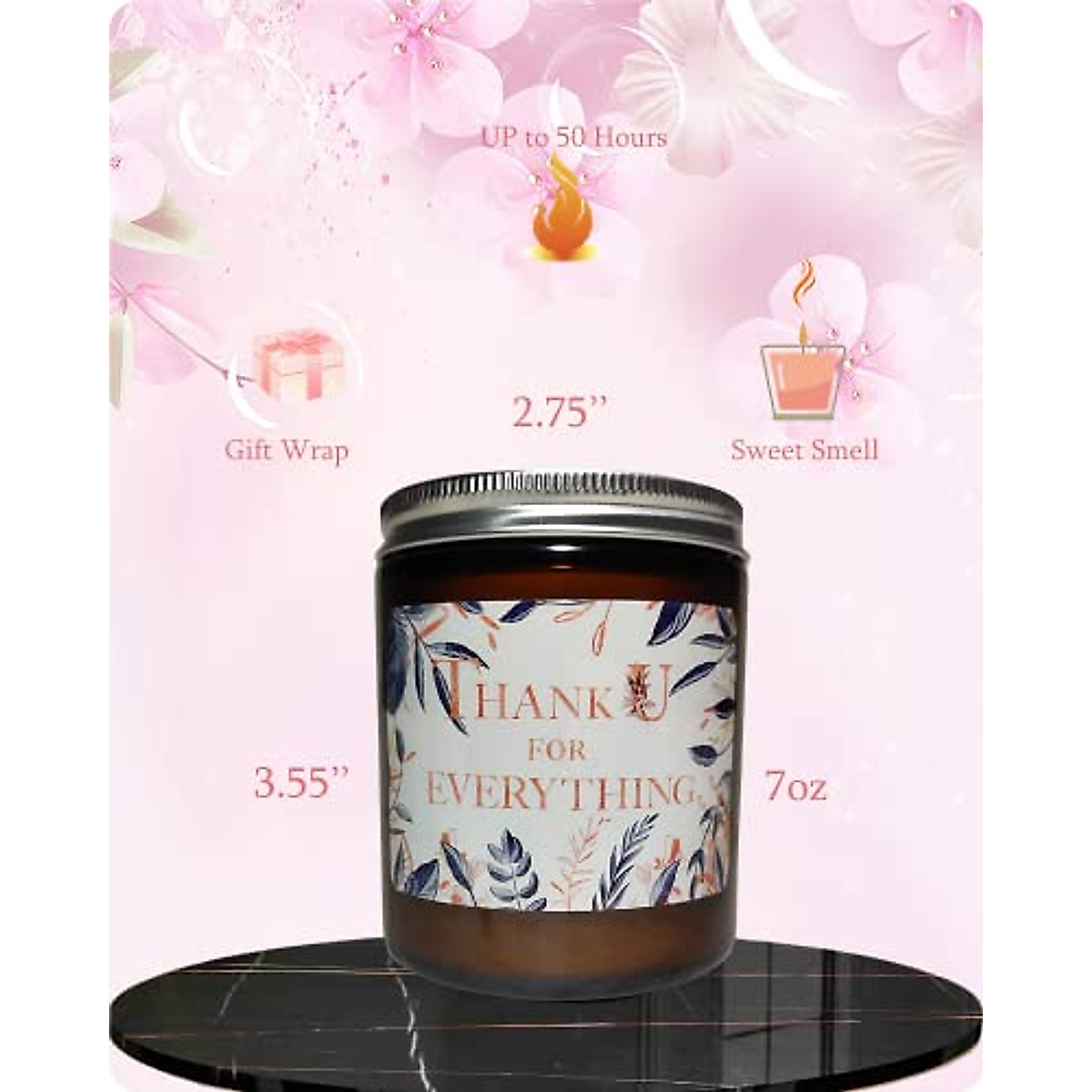 Scented Candle, Gift for Girlfriend, Women, Thank U for Everything, Thanksgiving for Mom, Bluebell Scent Aromatherapy Candle, Her, Wife, Women, Mother Birthday Gift Idea, 7oz