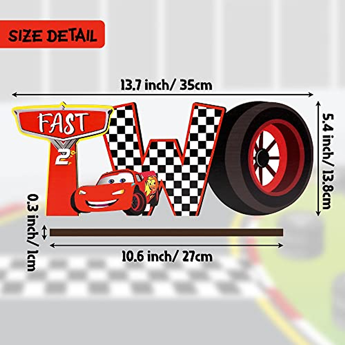 AccontOche Race Car Two Letter Sign Table Centerpieces Two Fast Theme Table Wooden Decoration Let’s Go Racing Party Supplies Favors for 2nd Birthday Boys Kids Teens Baby Shower Photo Booth Props