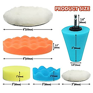 3” & 6” Buffing Polishing Pads Kit with 5/8-11 Thread Backing Pads for Polisher & Electric Drill, Car Foam Pads Hex Shaft Conical Polishing Sponge for Car Body Wheel Polishing and Cleaning, 21 PCS